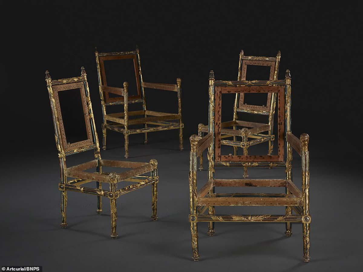 Four broken wooden chairs with no upholstery - £1M